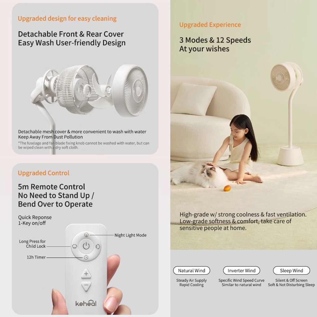 NEW KEHEAL Air Circulation Fan 3in1 w/ Lamp & Aroma w/ Remote Control ...