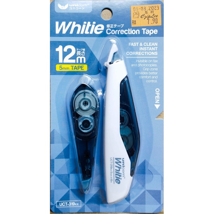 UNICORN CORRECTION TAPE 5MM X 12M (UCT-319KX) | Shopee Malaysia