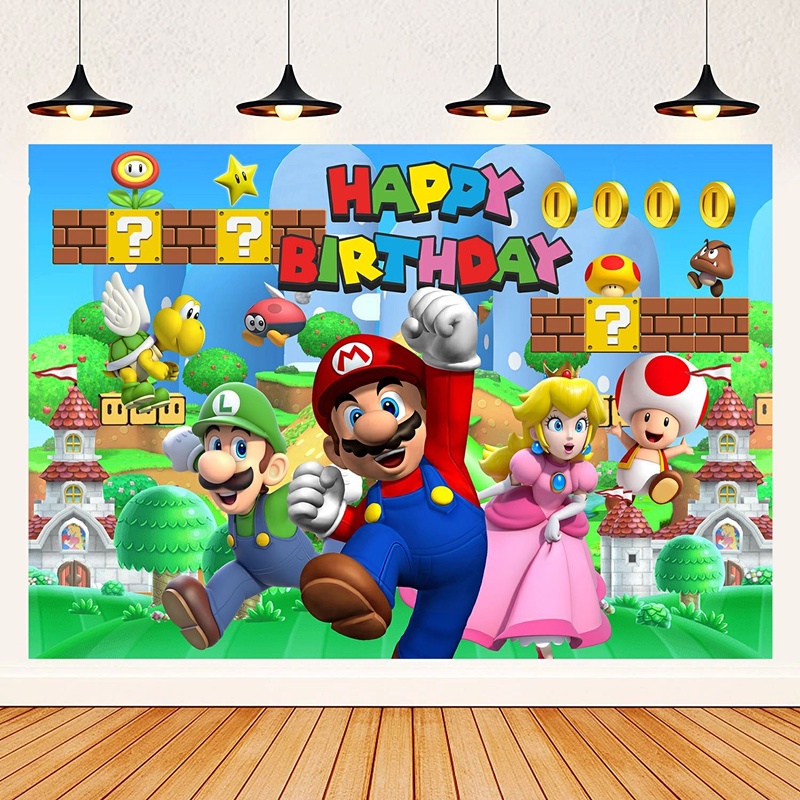 125x80cm Princess Peach Super Mario Bros Photo Backdrop Vinyl Cloth ...