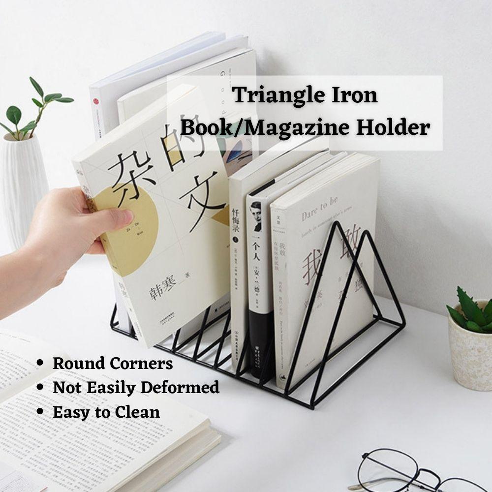Minimilist 9 Slots Metal Triangle Book Rack Magazine Organizing Holder ...