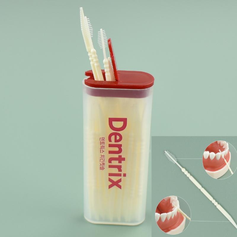 60Pcs/Box Dental Brush Teeth Sticks Double-headed Interdental Toothpick ...