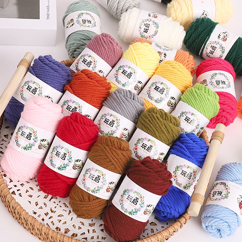 5-Strands Milk Cotton Colored Woven Thread Coarse Yarn DIY Wool Sweater ...