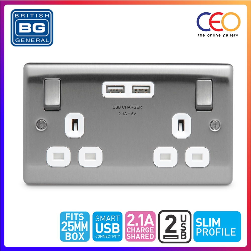 [SIRIM APPROVED] British General 2 Gang Switched Type G Socket Outlet ...