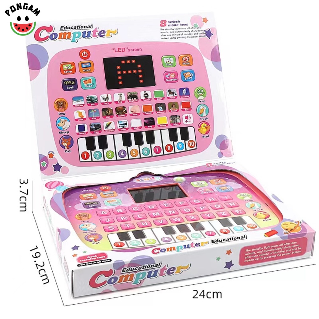 Mainan belajar LED Screen learning laptop piano toy alphabet tablet ...
