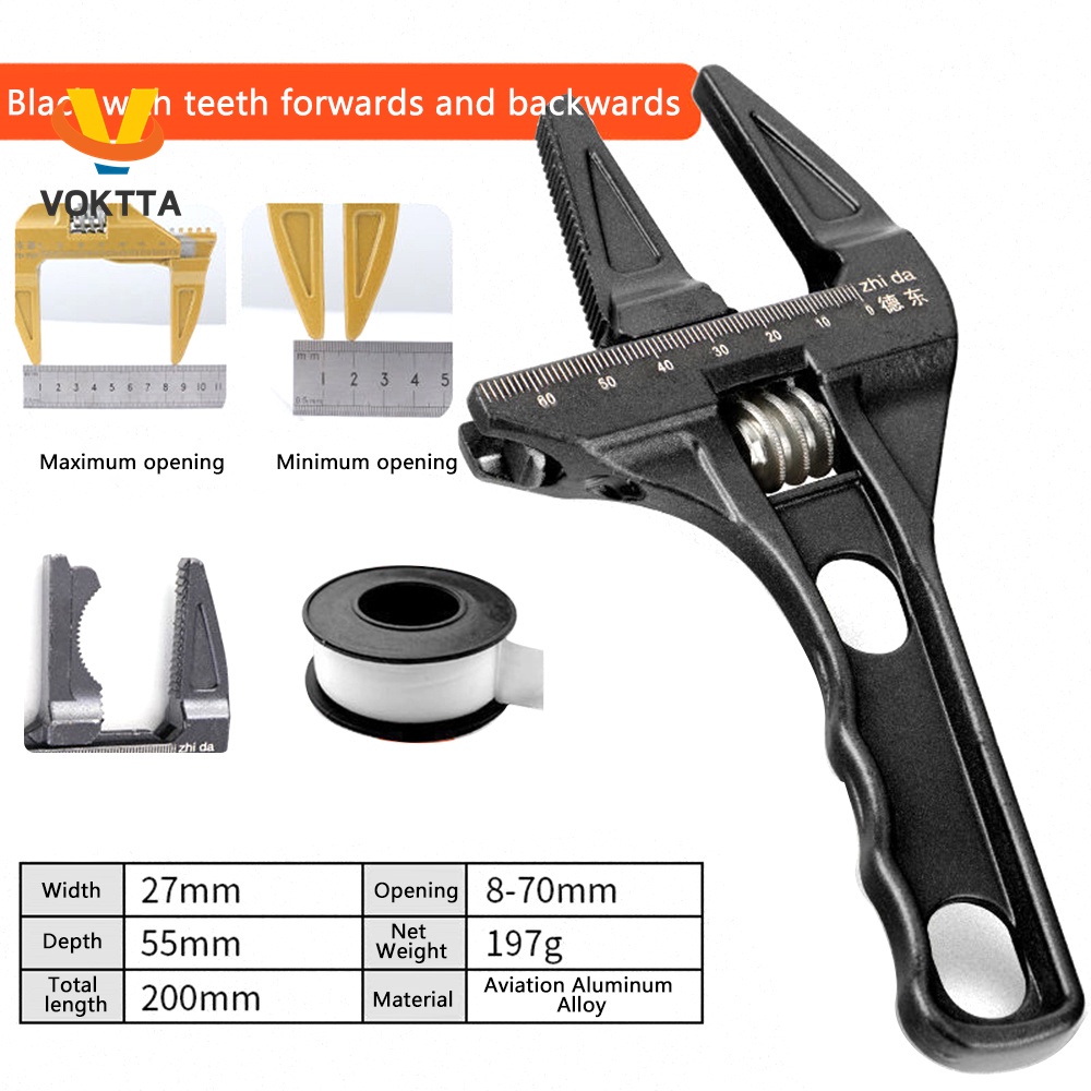 VOKTTA Adjustable Wrench Large Opening Bathroom Spanner Wrenches Wide ...