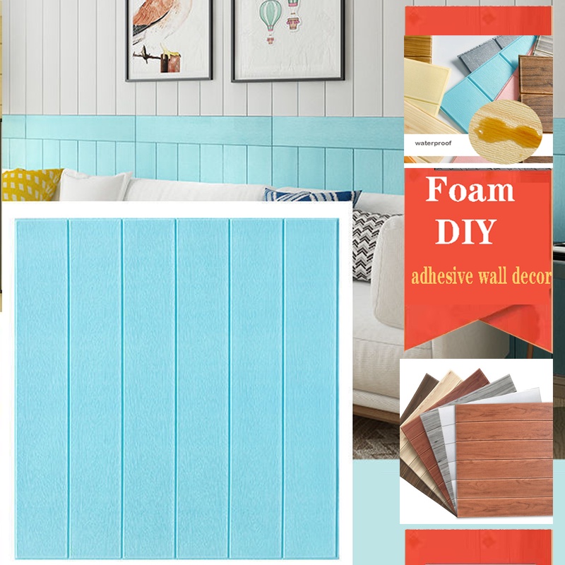 Sticker Foam Wallpaper Wooden Decoration Wall Paper Panner Dinding ...