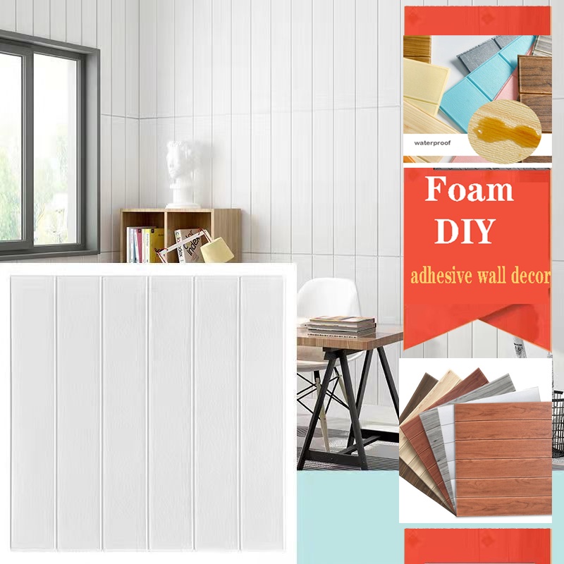 Wallpaper Wooden Decoration Wall Paper Panner Dinding Sticker Foam ...