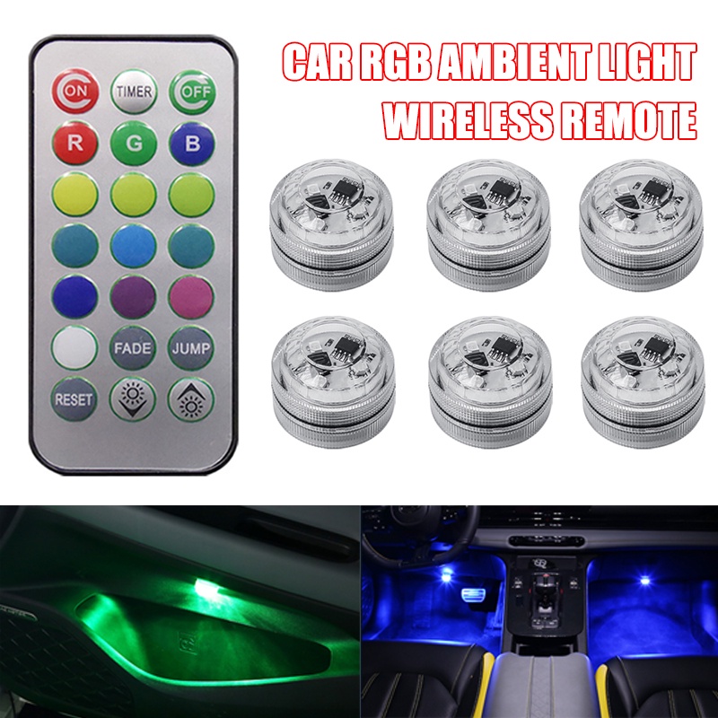 Wireless Adhesive LED Car Interior Ambient Light Remote Control ...