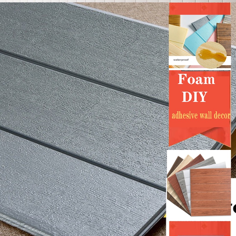 wall panel Wooden Adhesive ceiling wallpaper 3D Wall Sticker Foam Self ...