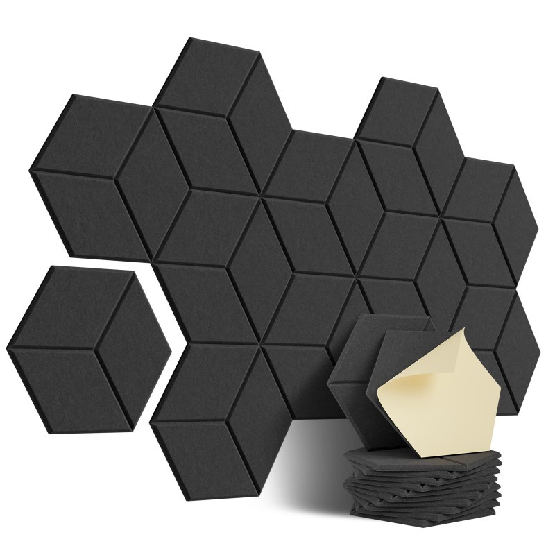 12Pack Self-adhesive Acoustic Panel Hexagon Design Sound Proof Panels ...