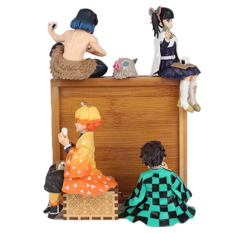 Anime Demon Slayer Sit Eating Rice Figure Tanjirou Nezuko Kyoujurou ...