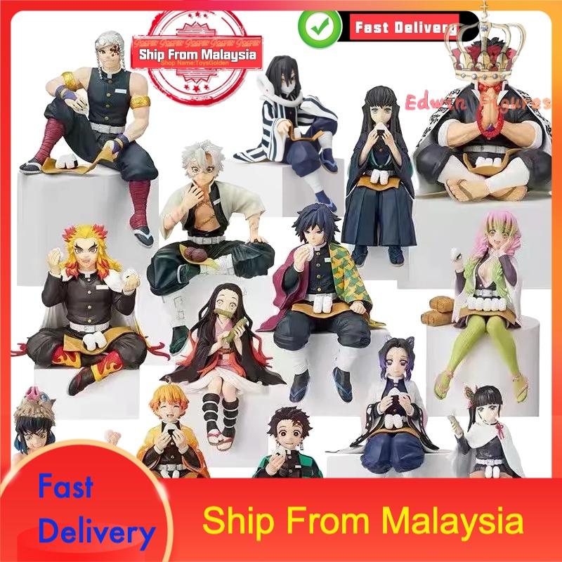 14-16cm Anime Demon Slayer Sit Eating Rice Figure Tanjirou Nezuko ...