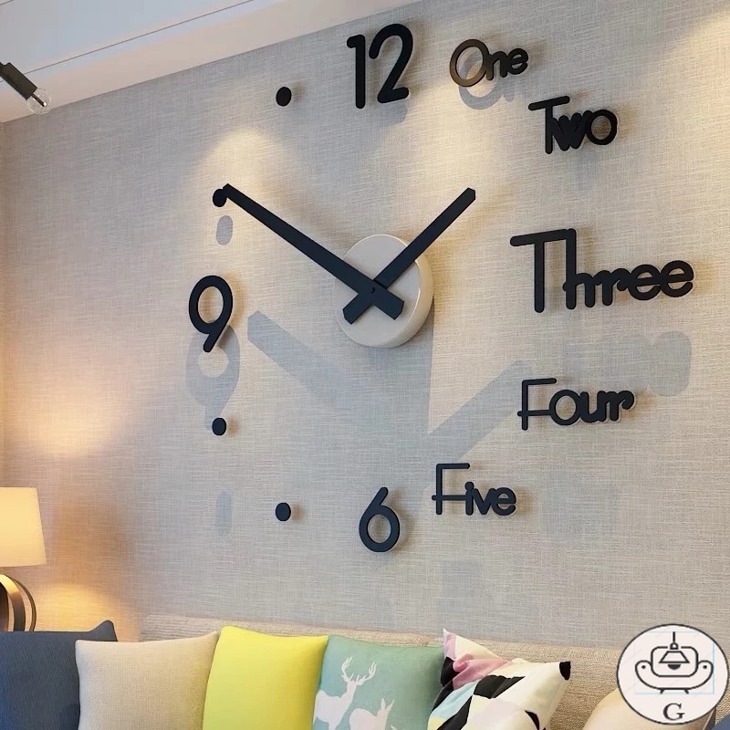 GS Needle Clock with Acrylic Mirror Stickers Self-adhesive 3D Home ...