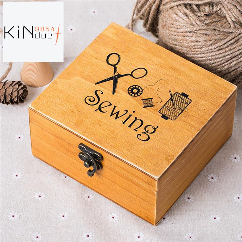 Wooden Sewing Box Sewing Accessories Supplies Kit Workbox for Mending ...