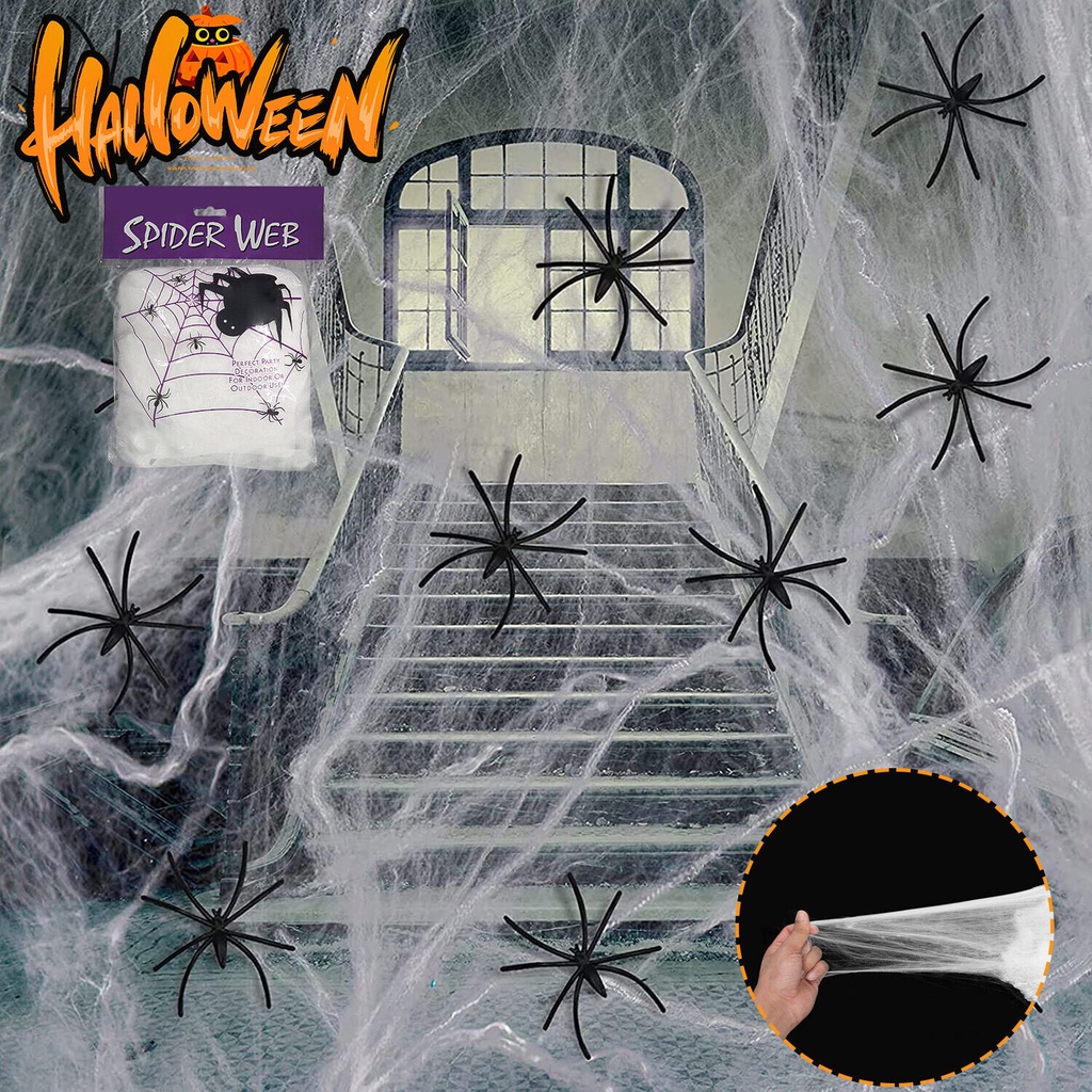 Halloween decorations props fake Simulation Artificial spider web Super ...