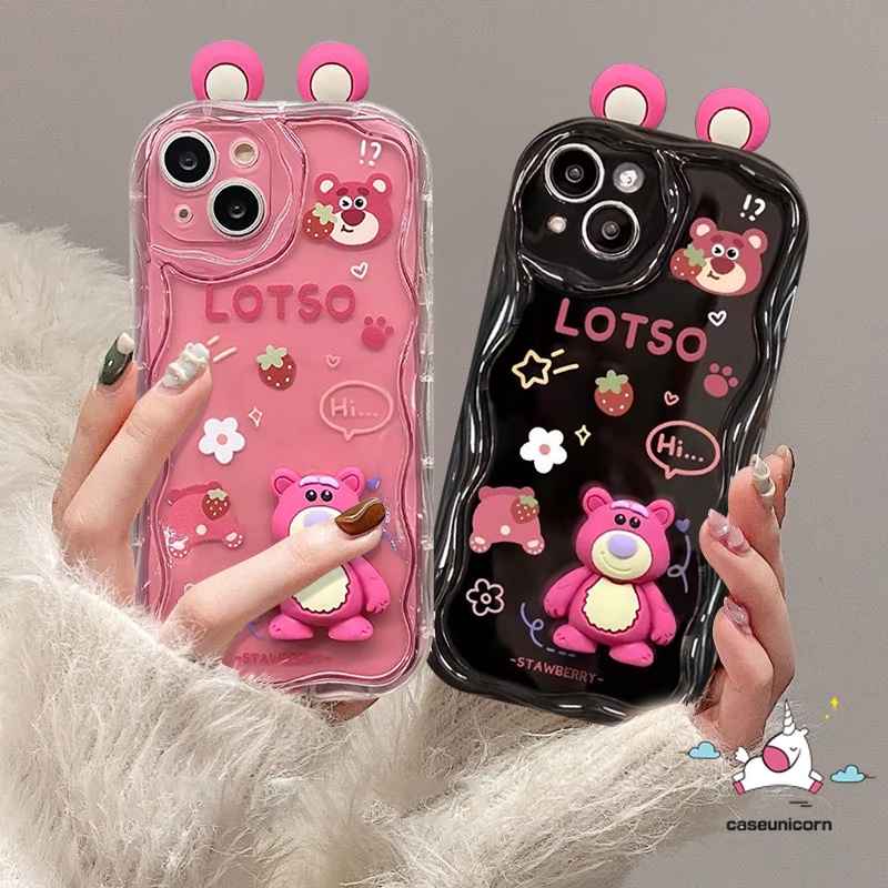 Creative 3D Doll Eyes Cartoon Strawberry Bear Lotso Flower Case ...