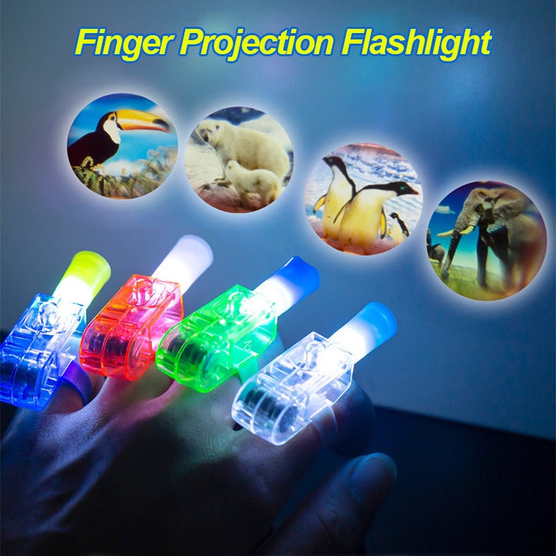 LED Cartoon Projection Flashlight Kids Finger Flashlight Multiple ...