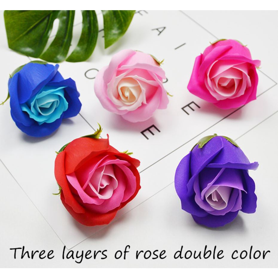 Diameter 4.5cm three layer soap flower rose tricolor overlay Christmas ...