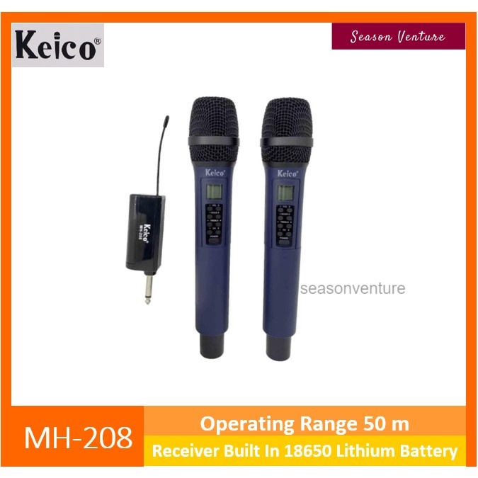 Keico Wireless Microphone UHF 2in1 MH-208 MH-106 Dual / Single Channel Handheld Wireless ...