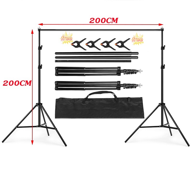 300cm x 300cm* 4 clips /10ft x 10ft Heavy Duty Background Stand ...