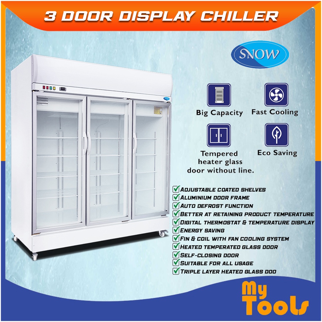 Mytools SNOW 3 Glass Door Display Fridge Chiller (950W)(1414 Liters ...