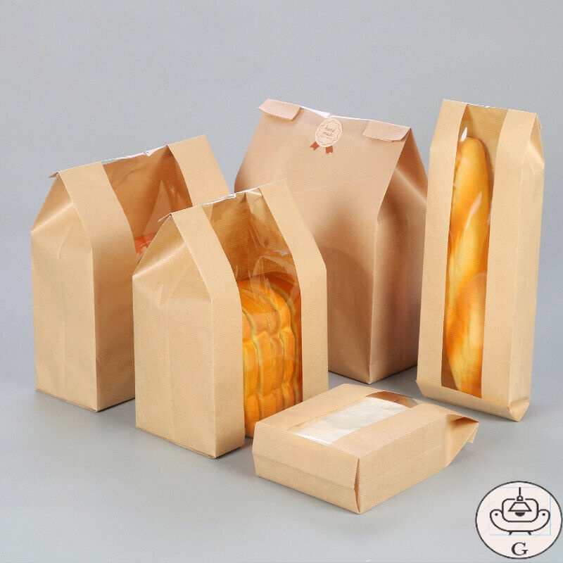 GS 5PCS Thin Kraft Paper Bag, Food Party Favor Bag for Sandwich Bread ...