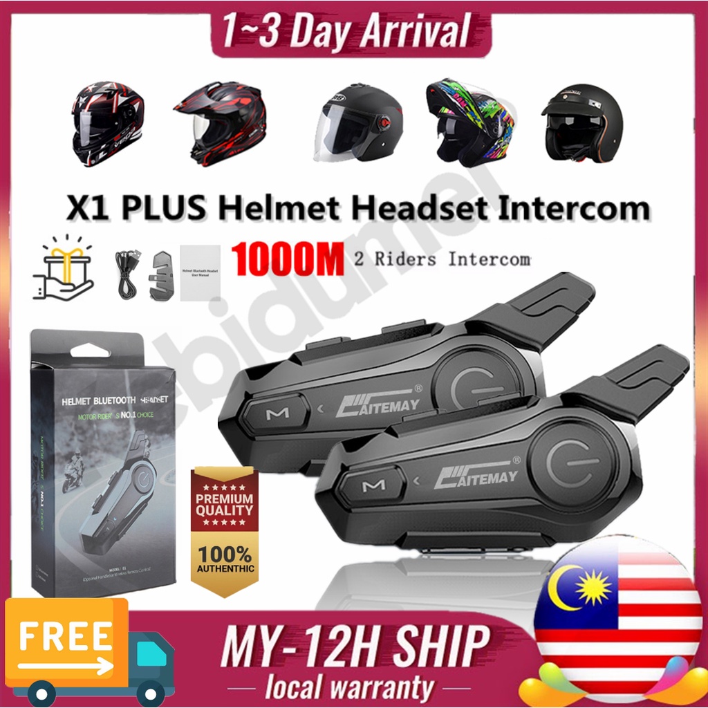 (Local Seller) Kebidumei 1000M Helmet Intercom Helmet Headset Bluetooth ...