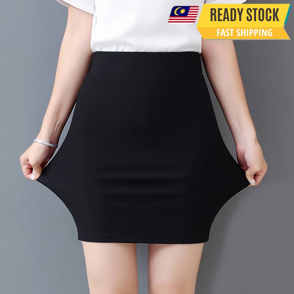 🇲🇾Stock Office Lady Mini Skirt High Waist for Women Elastic Mini Skirt ...