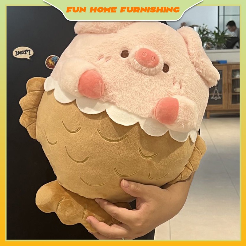 【Ready Stock】Fun Home Furnishing Snapper Pig Doll Mermaid Dew Pig Plush ...