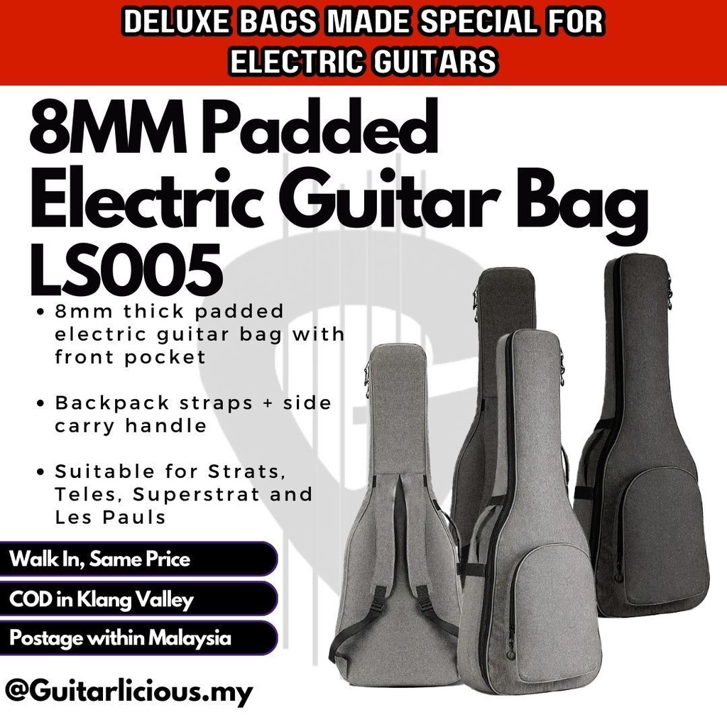 Deluxe 8mm Padded Lead Electric Guitar Bag ( LS005 ) | Shopee Malaysia
