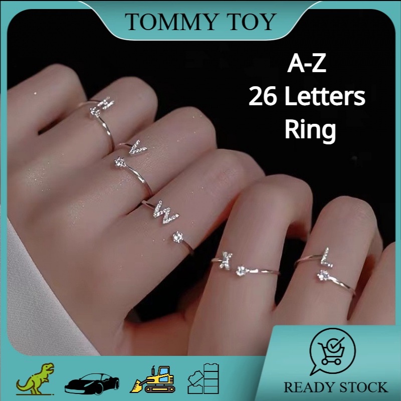 🇲🇾READY STOCK🇲🇾 A-Z 26 Letters Ring Women Men Couple Alphabet Name ...