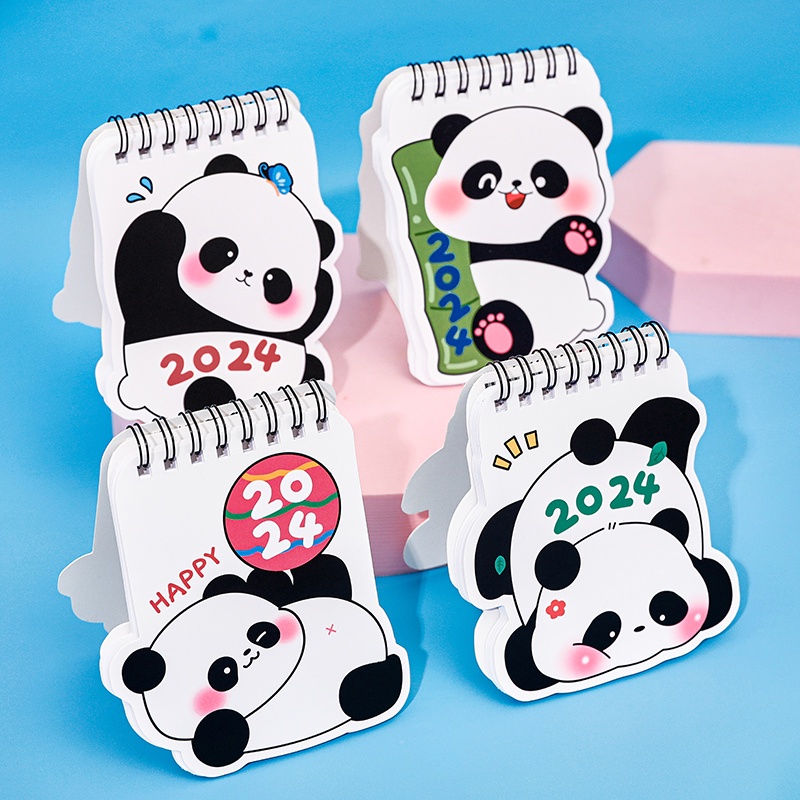 Cute Cartoon Panda Style 2024 Calendar School Office Desktop Mini Coil ...