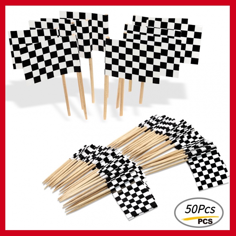 50Pcs Checkered Racing Flag Toothpick Cupcakes Toppers | Shopee Malaysia