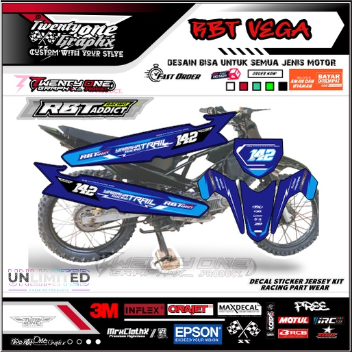 Decal RBT VEGA ZR R TRAIL STICKER TRAIL CUSTOM Duck std gtx trabas ...