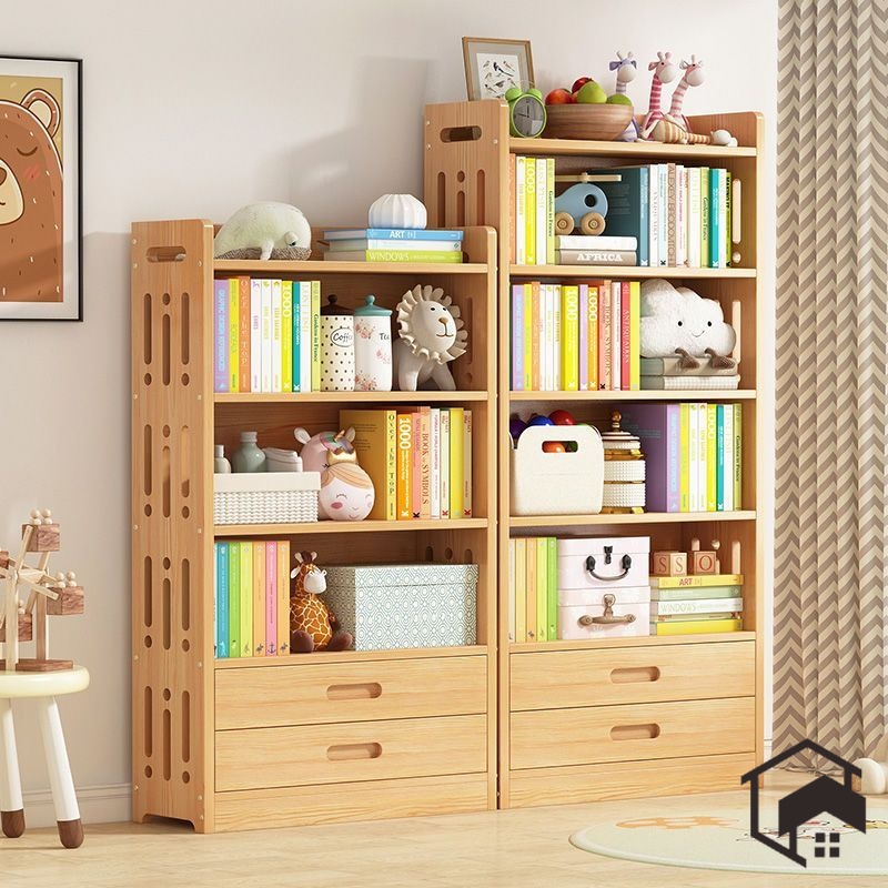 Solid Wood Bookshelf Multi-Layer Bookcase Simple Modern Living Room ...