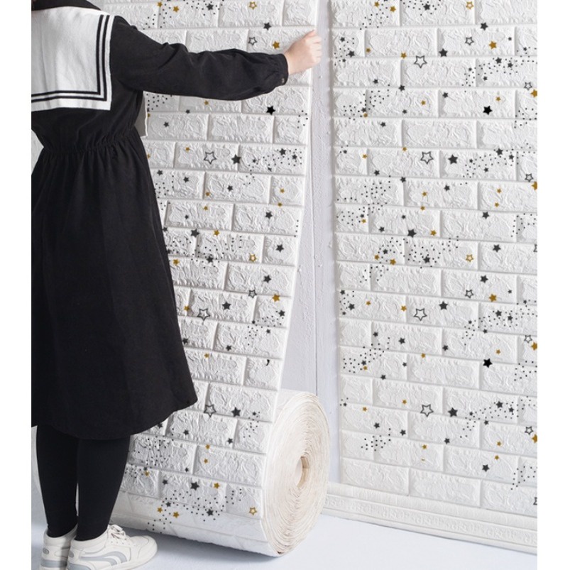 wallpapers Adhesive Wall Paper Foam 3D Dinding Wallpaper Brick Stickers ...