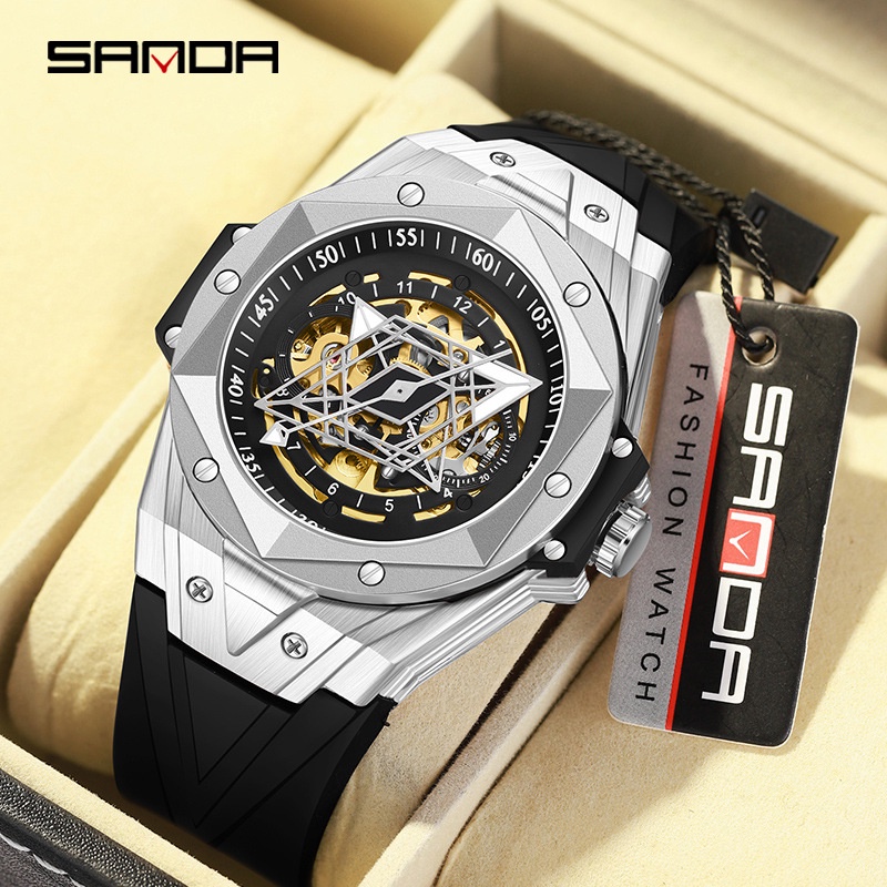 7014 Automatic Mechanical Quartz Hollow Geometric Watch Fashion Trend ...