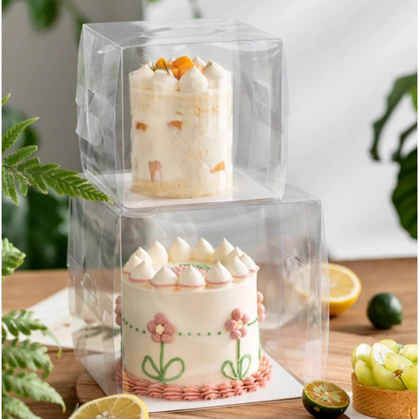 2/4/5/6inch Cake Boxes Clear Plastic Packaging Box Transparent Dessert ...