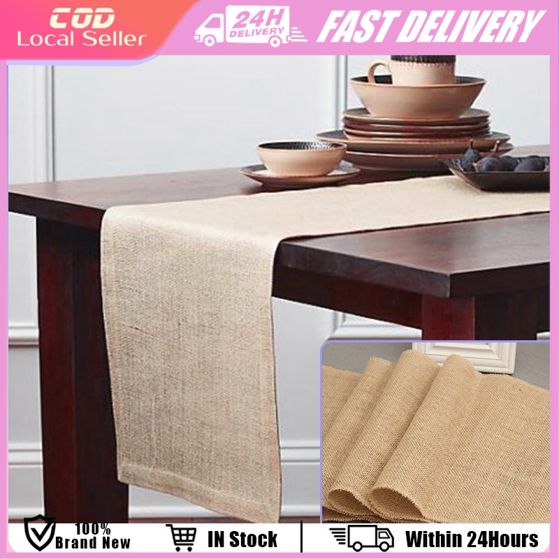 30CM*140-300CM Natural Jute Hessian Burlap Kain Wedding Table Runner ...