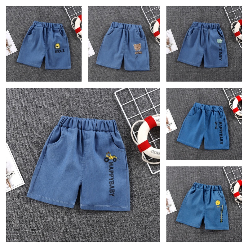 Baby Boy Shorts Jeans Thin Summer Boys Printing Denim Cotton Casual ...