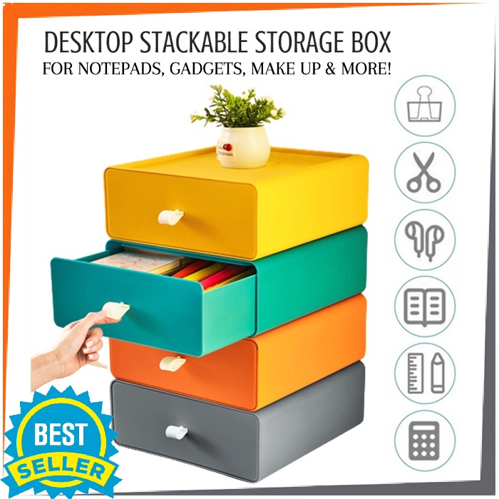 Desktop Drawer Storage Box Multilayer Stackable Student Table Office ...