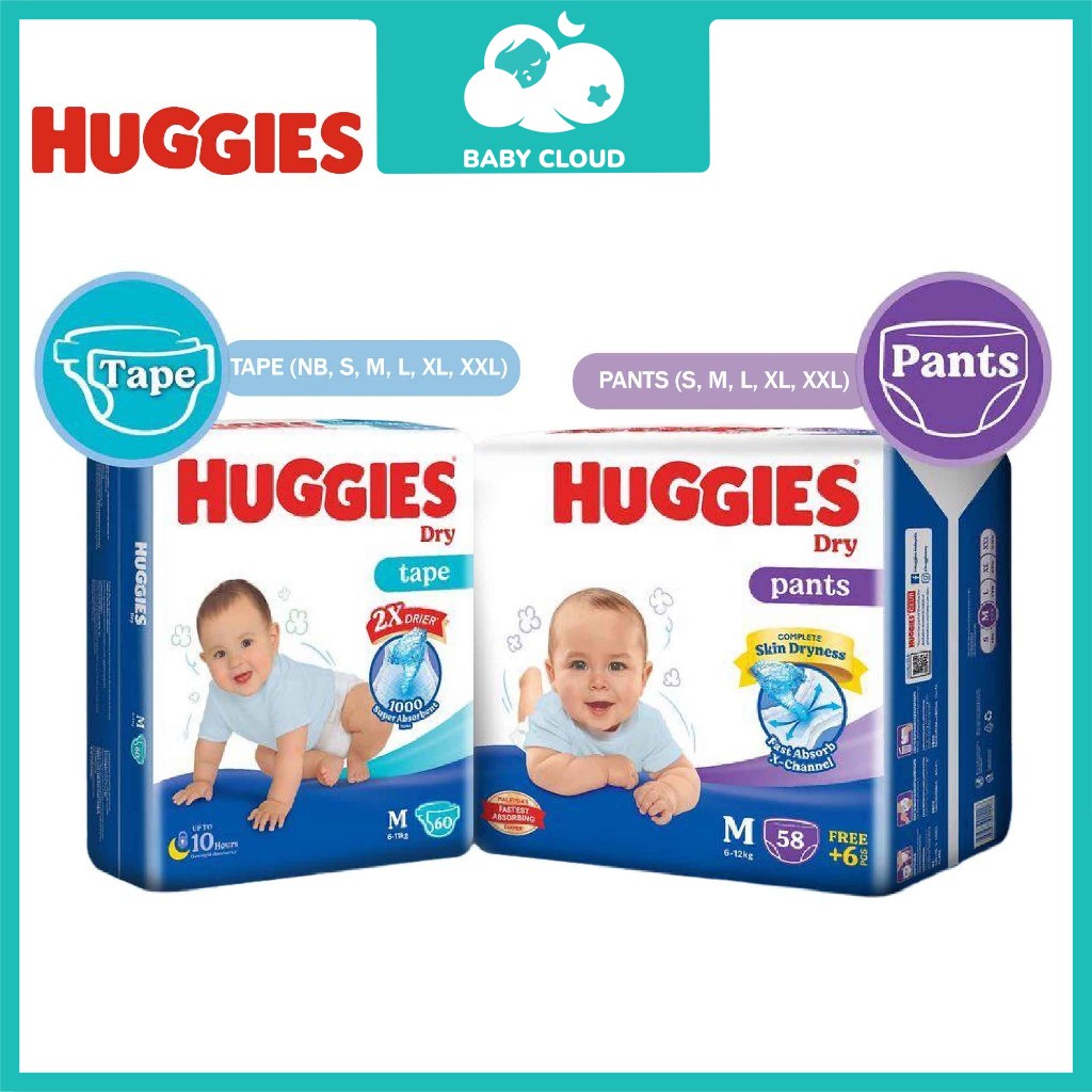 Huggies Dry Pants Diapers | Tape Diapers-All Size | Shopee Malaysia