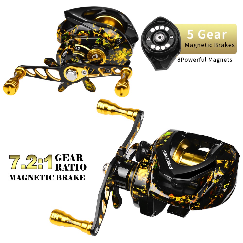 PROBEROS Casting Reel Bc 7.2:1 Gear Ratio Fishing Reel Metal Spool 8kg Max Drag BaitCasting Reel ...