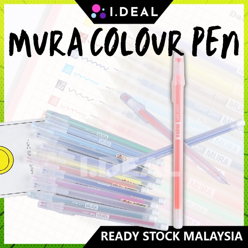 IDEAL Mura Color Pen Muji Warna 0.5mm Gel Colour Drawing Pens School ...