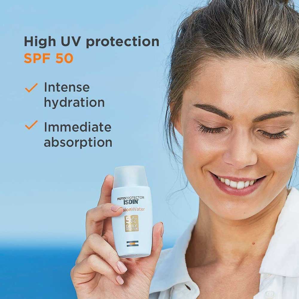 ISDIN Fusion Water SPF 50 50ml Ultralight daily sunscreen for outdoor ...