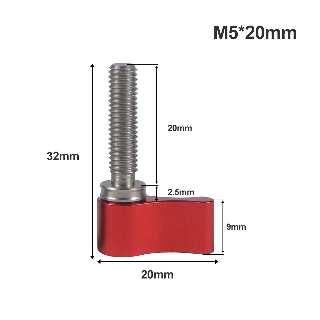 Mini Handle Adjustable M5x20mm Screw Stainless Steel + Aluminum Alloy ...