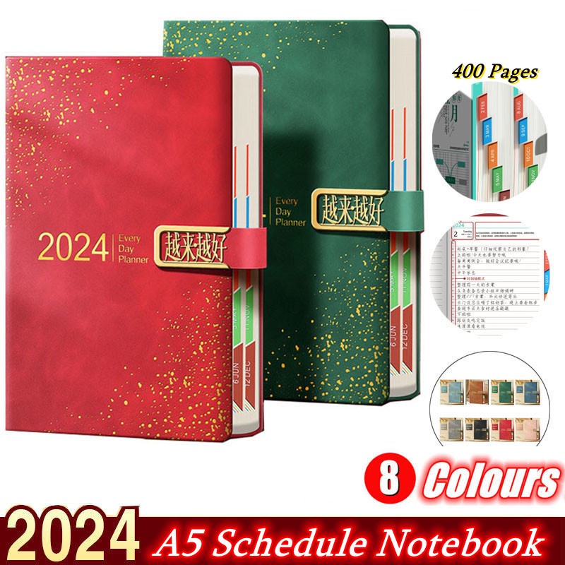 2024 A5 Notebook 400 Pages Schedule Notebook Planner Thickening Soft ...