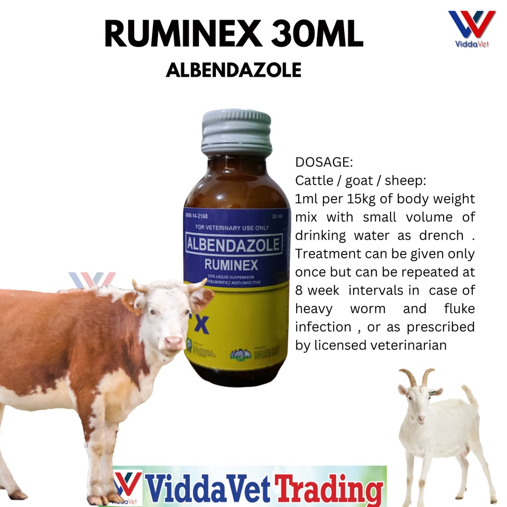 Ruminex Albendazole 30ml dewormer for ruminants goat sheep cattle ...