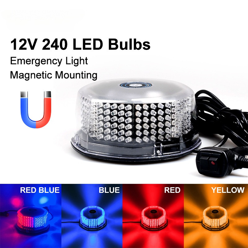 240 LED Bulbs Emergency Light with Magnet Car Strobe Warning Light Roof ...