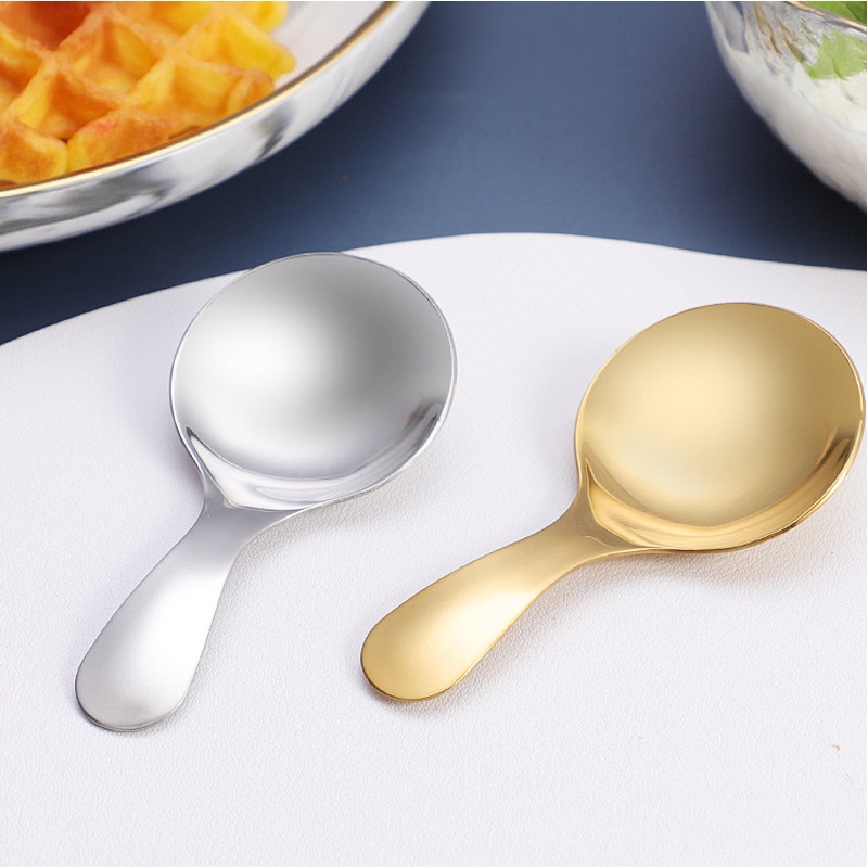 Stainless steel ice cream spoon tea spoon creative short handle small ...
